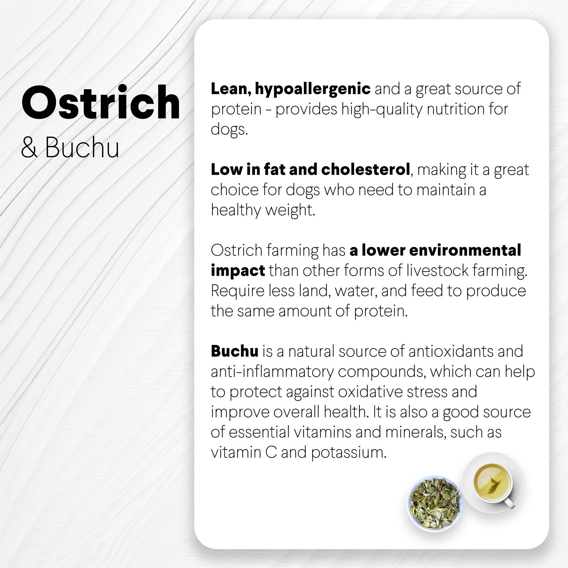 Ostrich Sausages with Buchu. Hypoallergenic Digestive Boosting Dog Tre ...